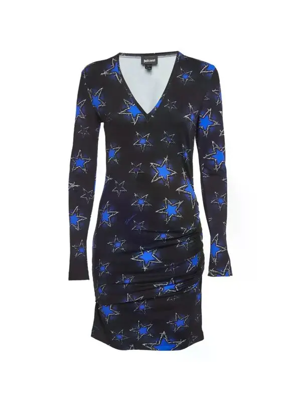 Just Cavalli Star-print Ruched Midi Dress