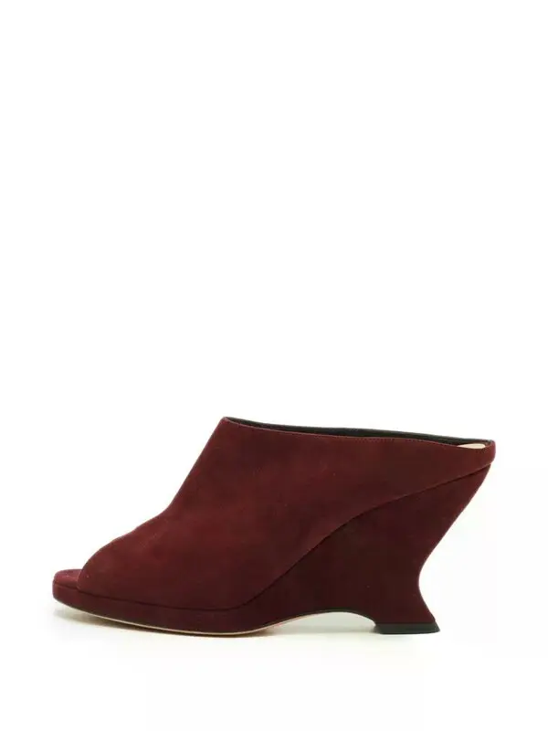 Dior Suede Wedge Sandals - Red