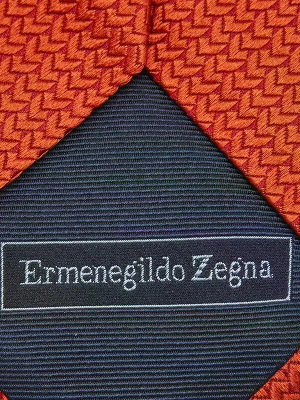 Ermenegildo Zegna Jacquard Silk Neck Tie - Orange