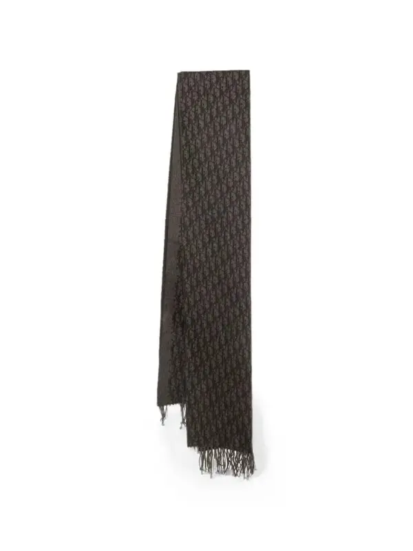 Dior Oblique Tasseled-ends Scarf - Grey