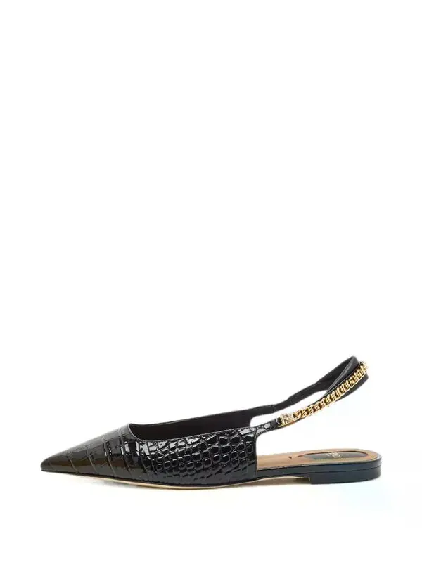 Fendi Colibri Lite Croc-embossed Flats - Black