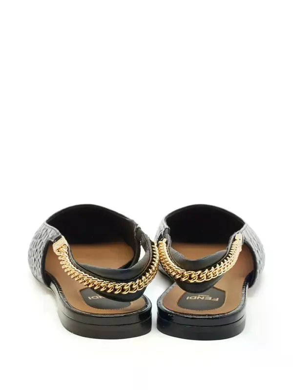 Fendi Colibri Lite Croc-embossed Leather Flats - Black