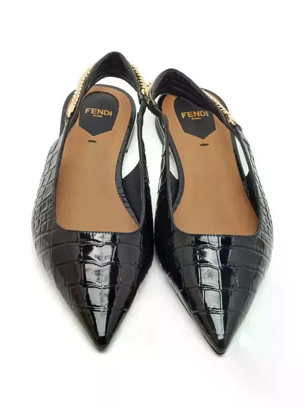 Fendi Colibri Lite Croc-embossed Leather Flats