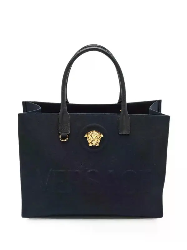 Versace La Medusa Canvas Tote Bag - Blue