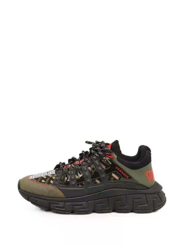 Versace Trigreca Panelled Sneakers - Black