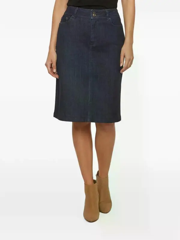 Dolce & Gabbana Dark-wash Denim Straight Midi Skirt - Blue