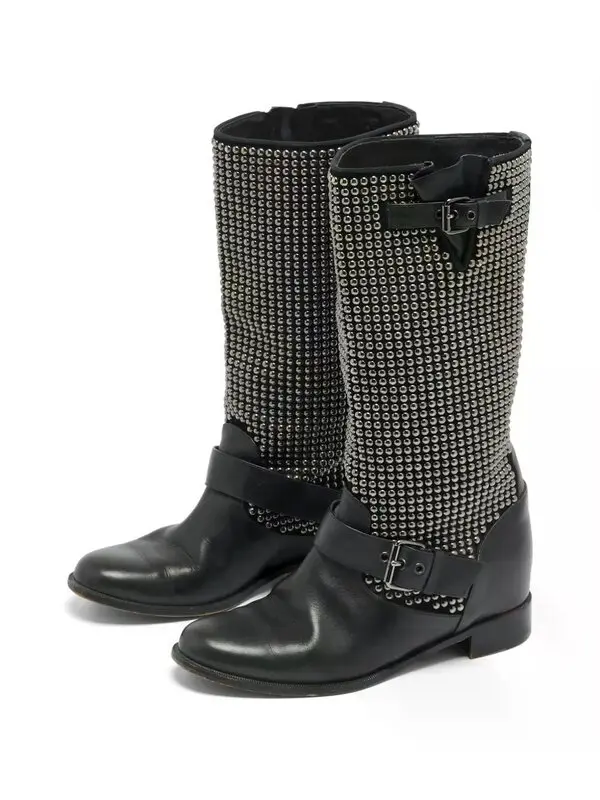 CHRISTIAN LOUBOUTIN Studded Buckle Biker Boots
