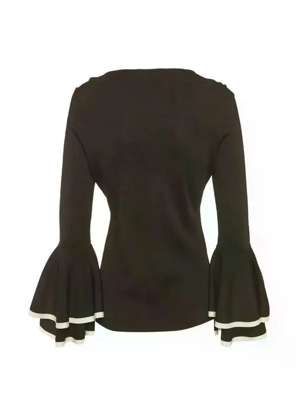 Carolina Herrera Flared-sleeve Knit Top - Brown