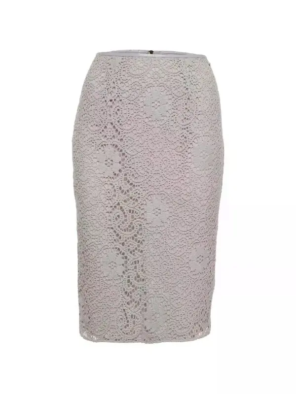 Burberry Floral-lace Pencil Midi Skirt - Purple
