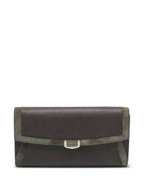 Cartier C De Leather And Suede Continental Wallet - Brown