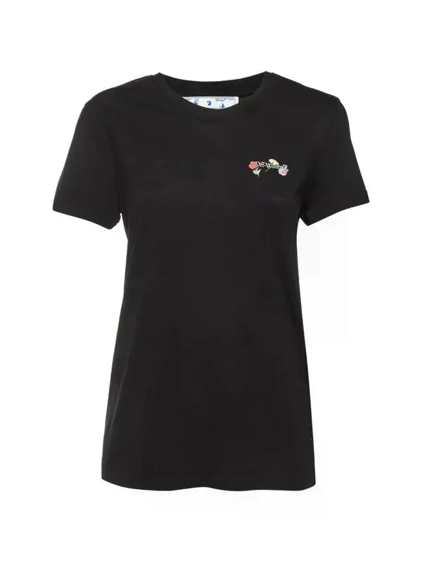 Off-White Arrow Floral-embroidered T-shirt - Black