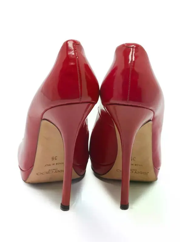 JIMMY CHOO Patent Leather Peep-toe Platform Stiletto Pumps