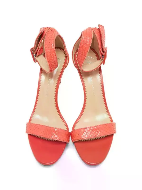 GIUSEPPE ZANOTTI Neyla Snakeskin-effect Ankle-strap Sandals - Orange