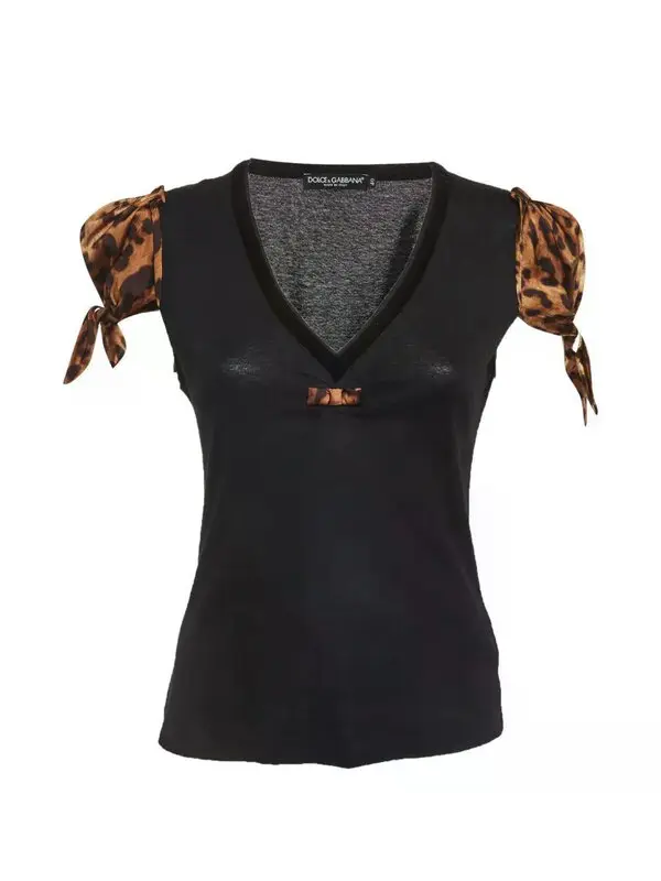 Dolce & Gabbana Leopard-print Bow-detail Top