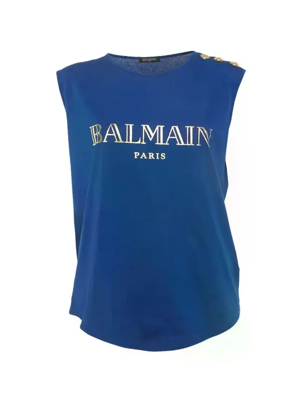 Balmain Logo-print Button-detail Tank Top