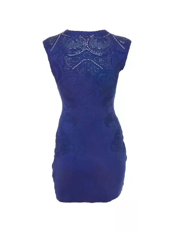Roberto Cavalli Embroidered Stretch-knit Mini Dress