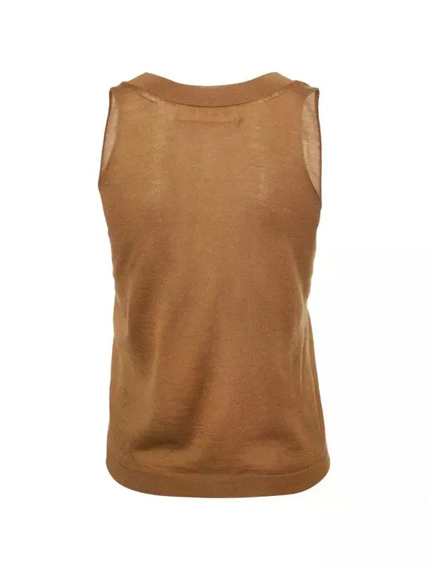 Marni V-neck Sleeveless Cashmere T-shirt - Brown