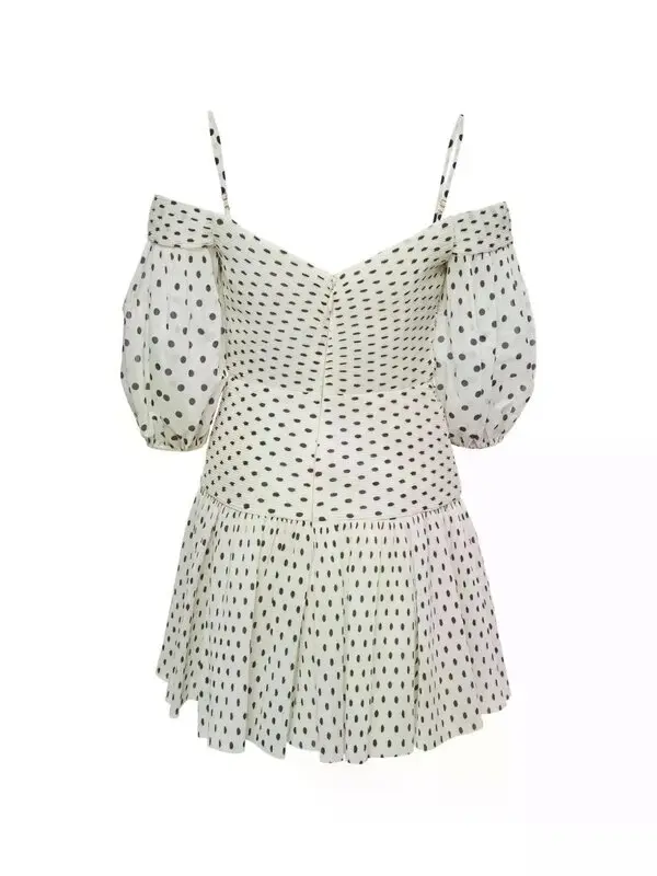 Zimmermann Polka-dot Plissé Mini Dress - Neutrals