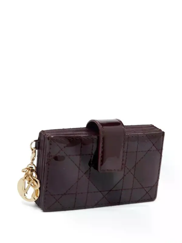 Dior 2021 Gusset Cannage Patent Leather Card Holder