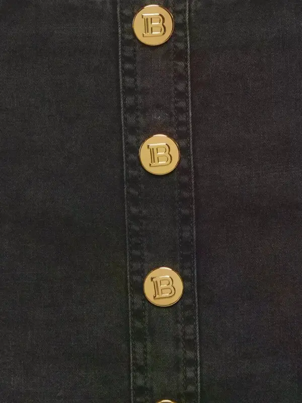Balmain Button-detail Denim Mini Skirt