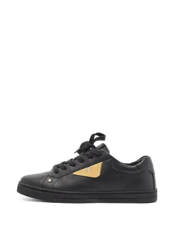 Fendi Leather Monster Eyes Motif Lace-up Sneakers