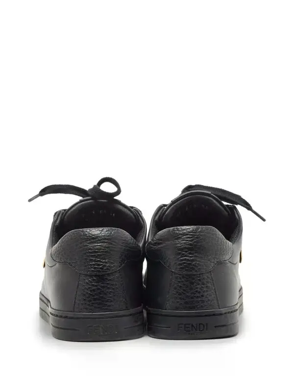 Fendi Leather Monster Eyes Motif Lace-up Sneakers