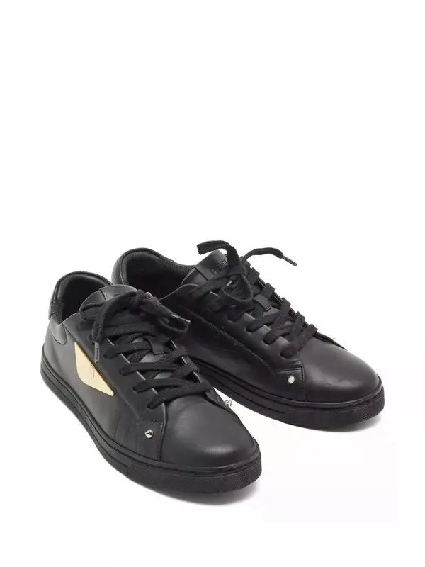 Fendi Leather Monster Eyes Motif Lace-up Sneakers