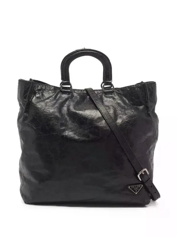 Prada Leather Tote Bag - Black