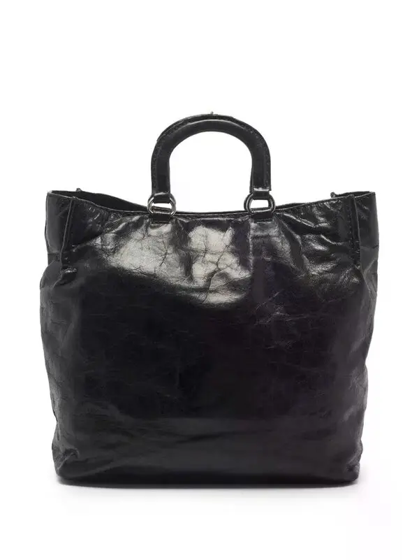 Prada Distressed Leather Tote Bag - Black