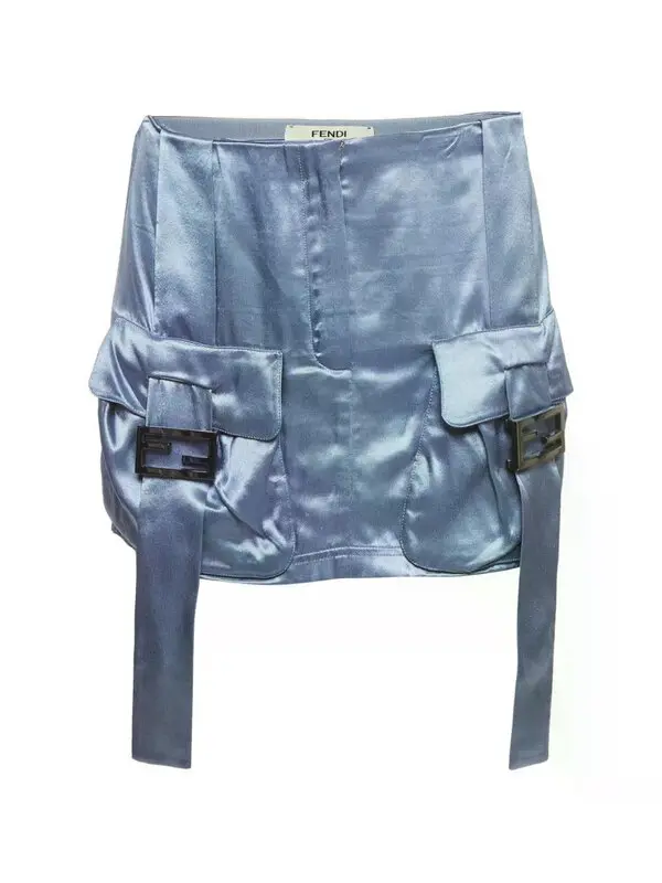 Fendi Satin Cargo Mini Skirt