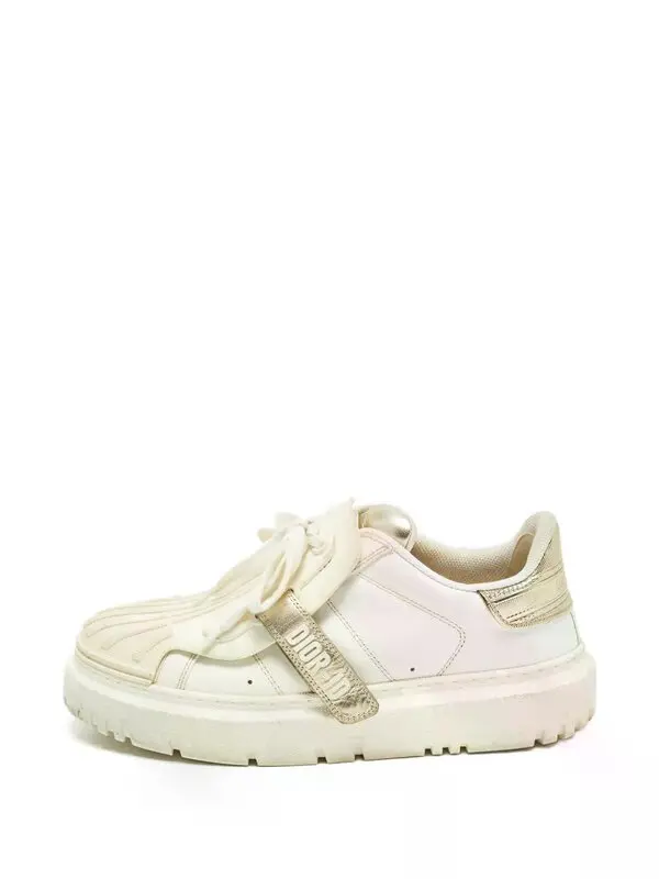 Dior Leather Sneakers With Logo Embossing - Neutrals