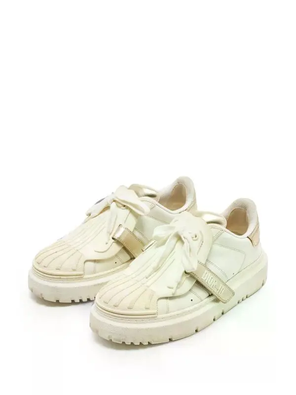 Dior Leather Sneakers With Logo Embossing - Neutrals