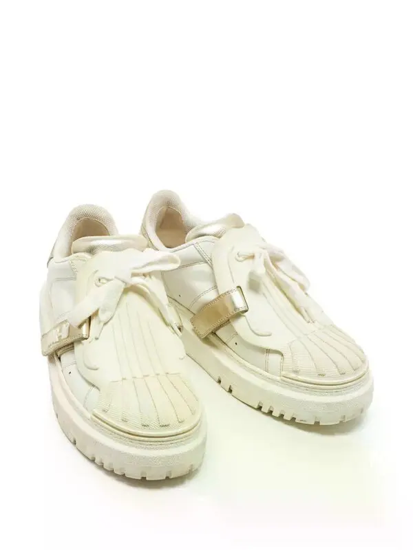 Dior Leather Sneakers With Logo Embossing - Neutrals