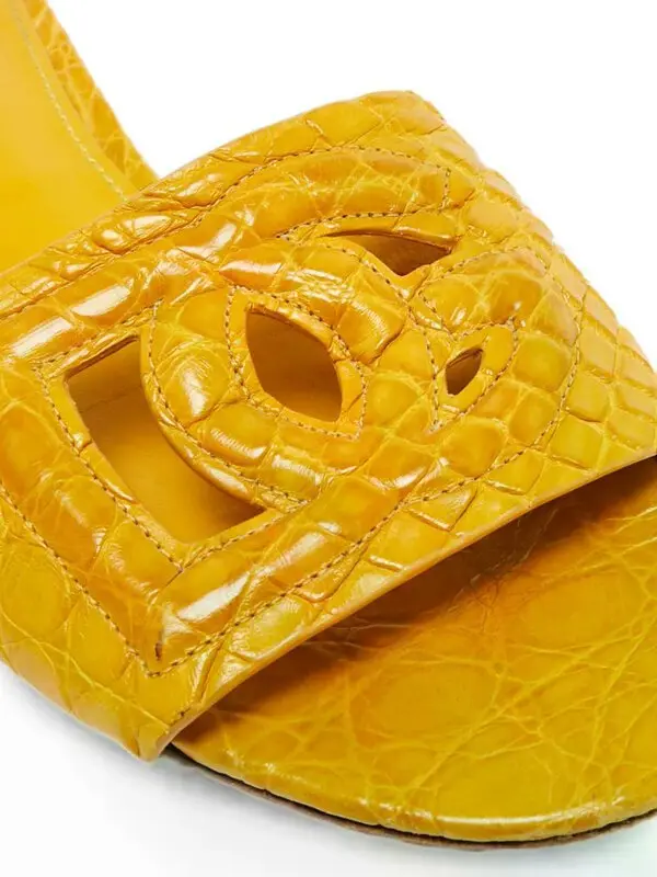 Dolce & Gabbana Dg-logo Croc-embossed Flat Sandals