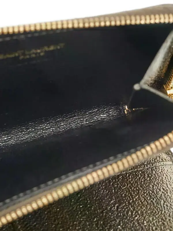 Saint Laurent 2016 Monogram Crinkled Leather Wallet - Gold