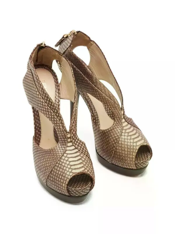 Fendi Python-texture Cut-out Sandals