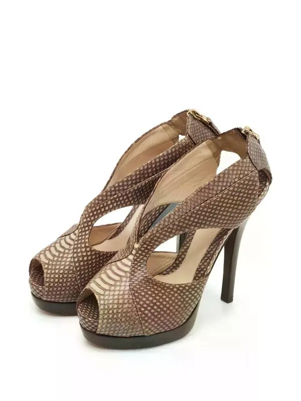 Fendi Python-embossed Leather Cut-out Stiletto Sandals