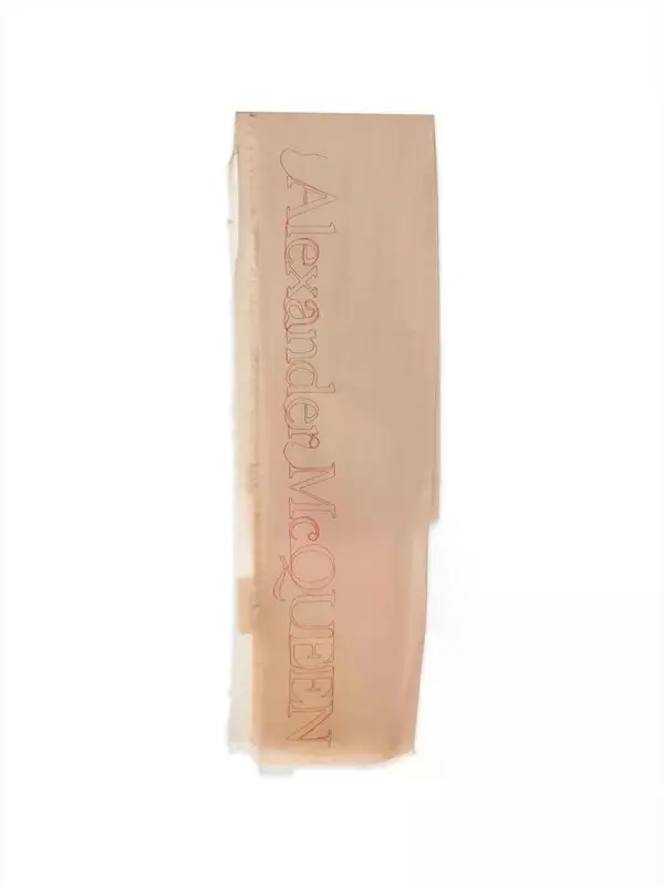 Alexander McQueen Logo-print Frayed Scarf - Neutrals
