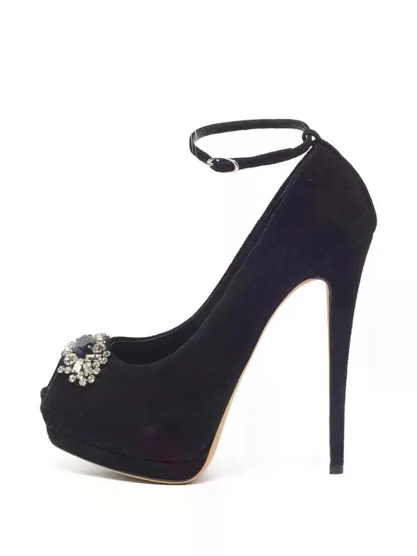 GIUSEPPE ZANOTTI Crystal-embellished Peep-toe Platform Pumps