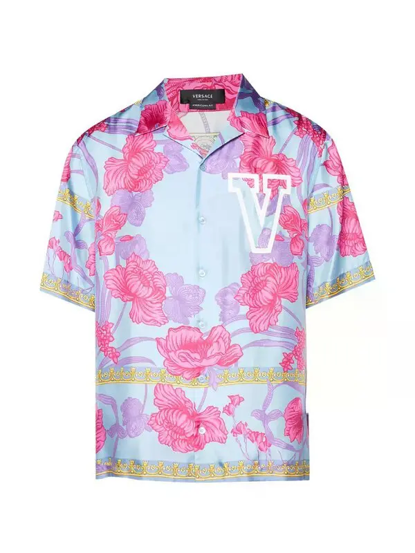 Versace Americana-fit Floral-print Shirt - Pink
