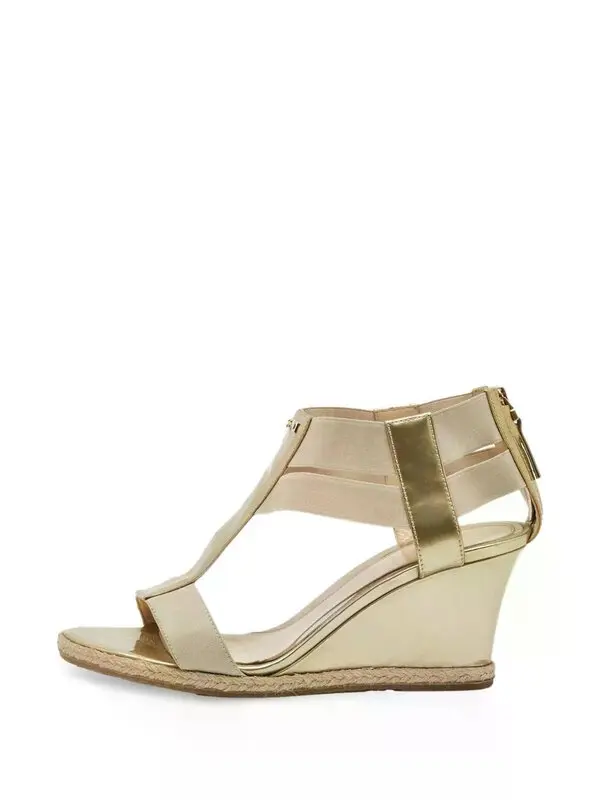 Fendi Tone Elastic Wedge Sandals - Gold