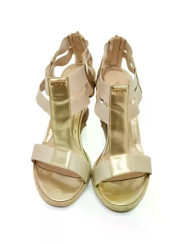 Fendi Tone Elastic Wedge Sandals