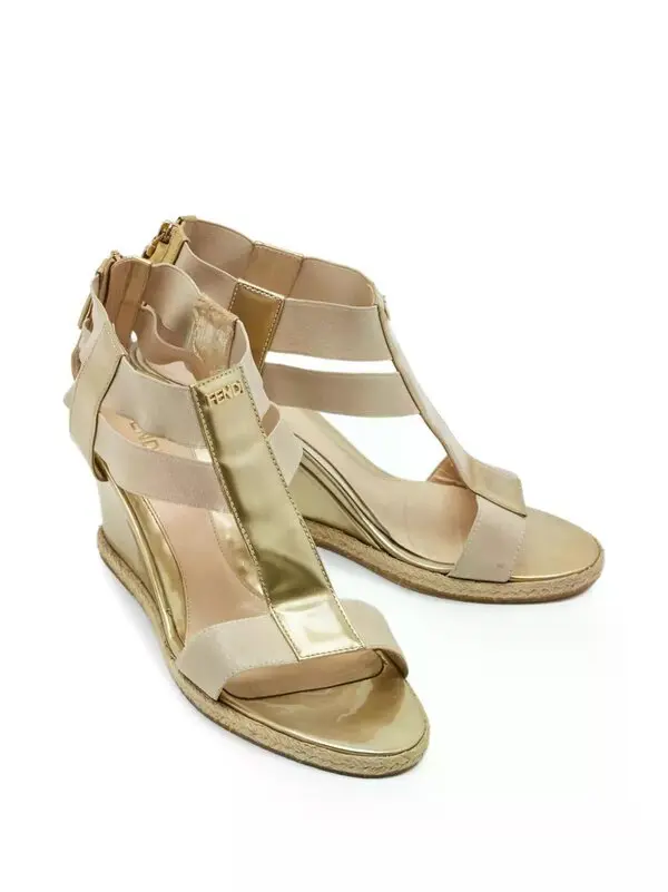 Fendi Tone Elastic Wedge Sandals