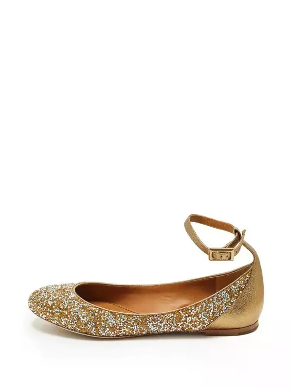 Chloé Glitter Detail Ballet Flats - Gold