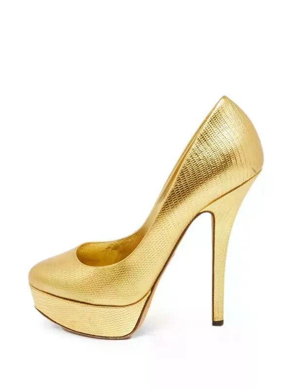 Dolce & Gabbana Lizard-embossed Platform Pumps - Yellow