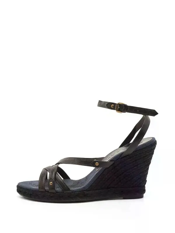 Burberry Criss-cross Wedge Sandals - Blue