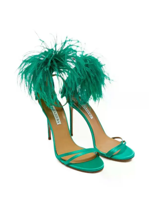 AQUAZZURA Concerto Feather-detail Heeled Sandals