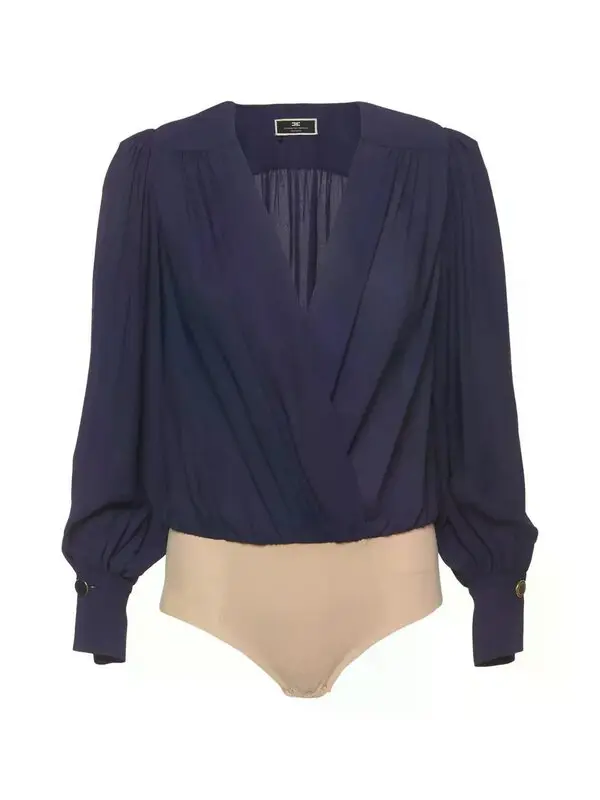 Elisabetta Franchi Draped Long-sleeve Bodysuit