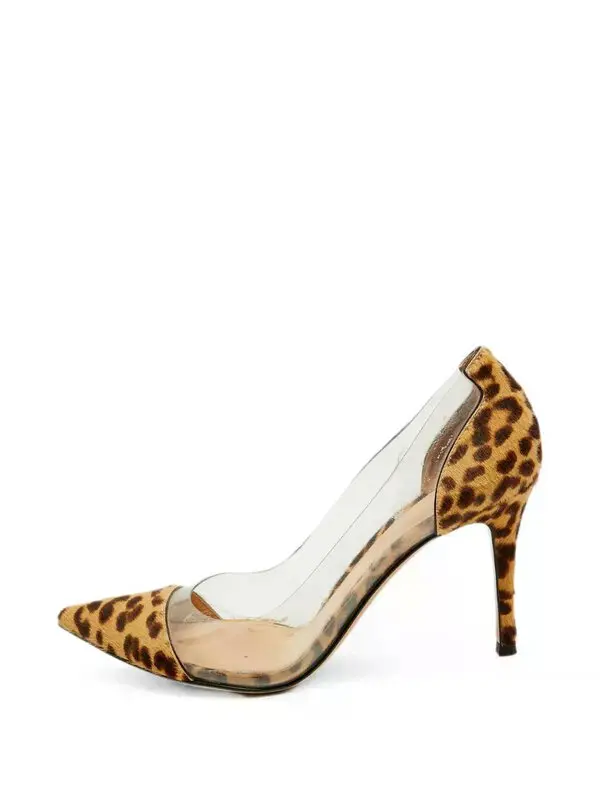 GIANVITO ROSSI Plexi Leopard-print Pumps - White