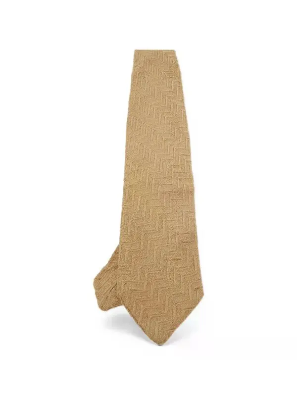 Giorgio Armani Chevron-knit Neck Tie - Neutrals